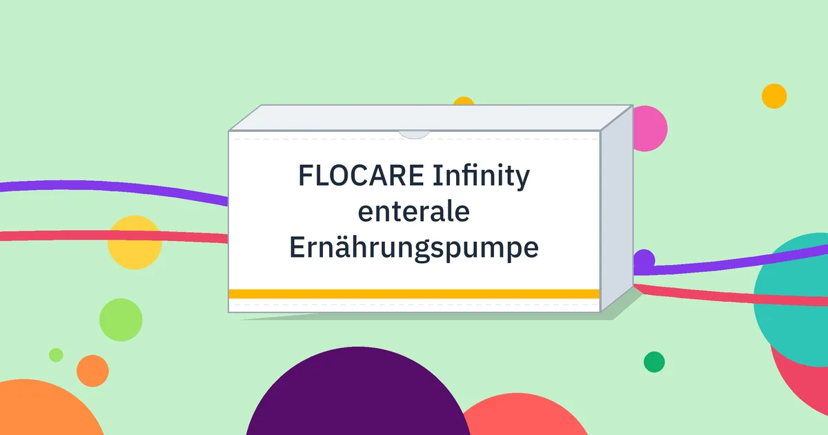Symbolbild: Packung mit der Aufschrift FLOCARE Infinity enterale Ernährungspumpe (PZN 01054179) – Verfügbarkeit und Bezug in Apotheken in Frankfurt am Main