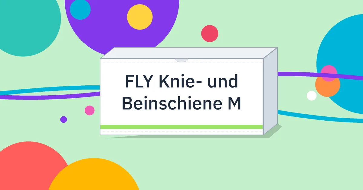Symbolbild: Packung mit der Aufschrift FLY Knie- und Beinschiene M (PZN 10539639) – Verfügbarkeit und Bezug in Apotheken in Frankfurt am Main