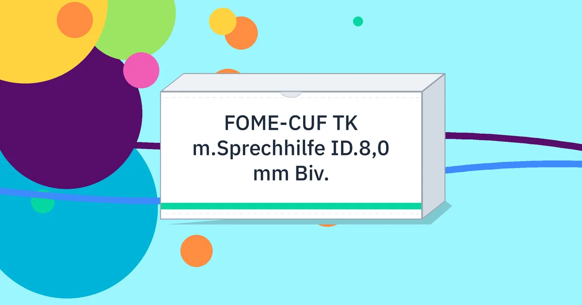 Symbolbild: Packung mit der Aufschrift FOME-CUF TK m.Sprechhilfe ID.8,0 mm Biv. (PZN 02260159) – Verfügbarkeit und Bezug in Apotheken in Frankfurt am Main
