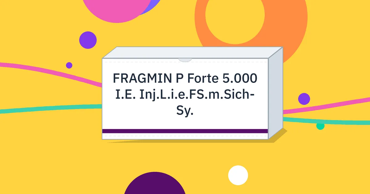 Symbolbild: Packung mit der Aufschrift FRAGMIN P Forte 5.000 I.E. Inj.L.i.e.FS.m.Sich-Sy. (PZN 13922913) – Verfügbarkeit und Bezug in Apotheken in Frankfurt am Main