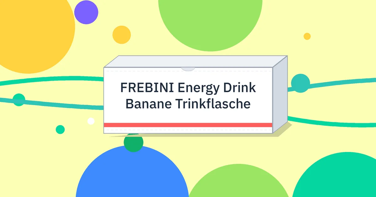 Symbolbild: Packung mit der Aufschrift FREBINI Energy Drink Banane Trinkflasche (PZN 15565819) – Verfügbarkeit und Bezug in Apotheken in Frankfurt am Main