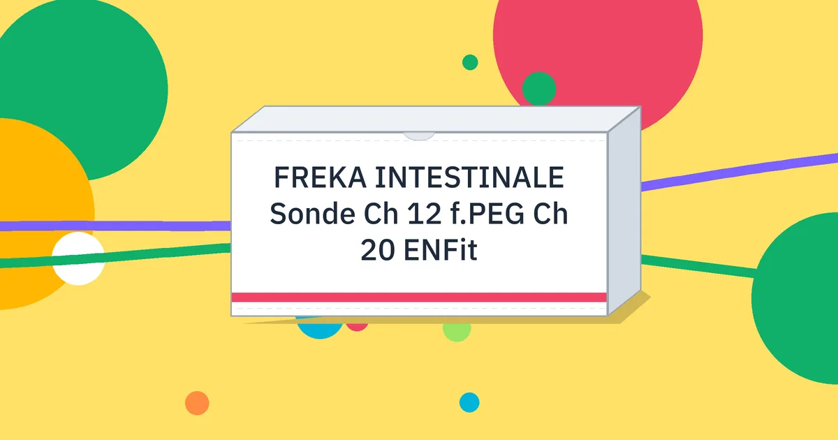 Symbolbild: Packung mit der Aufschrift FREKA INTESTINALE Sonde Ch 12 f.PEG Ch 20 ENFit (PZN 11345593) – Verfügbarkeit und Bezug in Apotheken in Frankfurt am Main