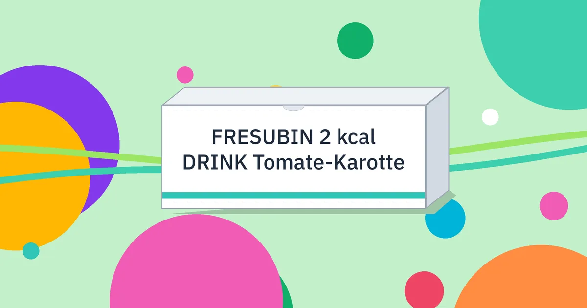 Symbolbild: Packung mit der Aufschrift FRESUBIN 2 kcal DRINK Tomate-Karotte (PZN 14144843) – Verfügbarkeit und Bezug in Apotheken in Frankfurt am Main
