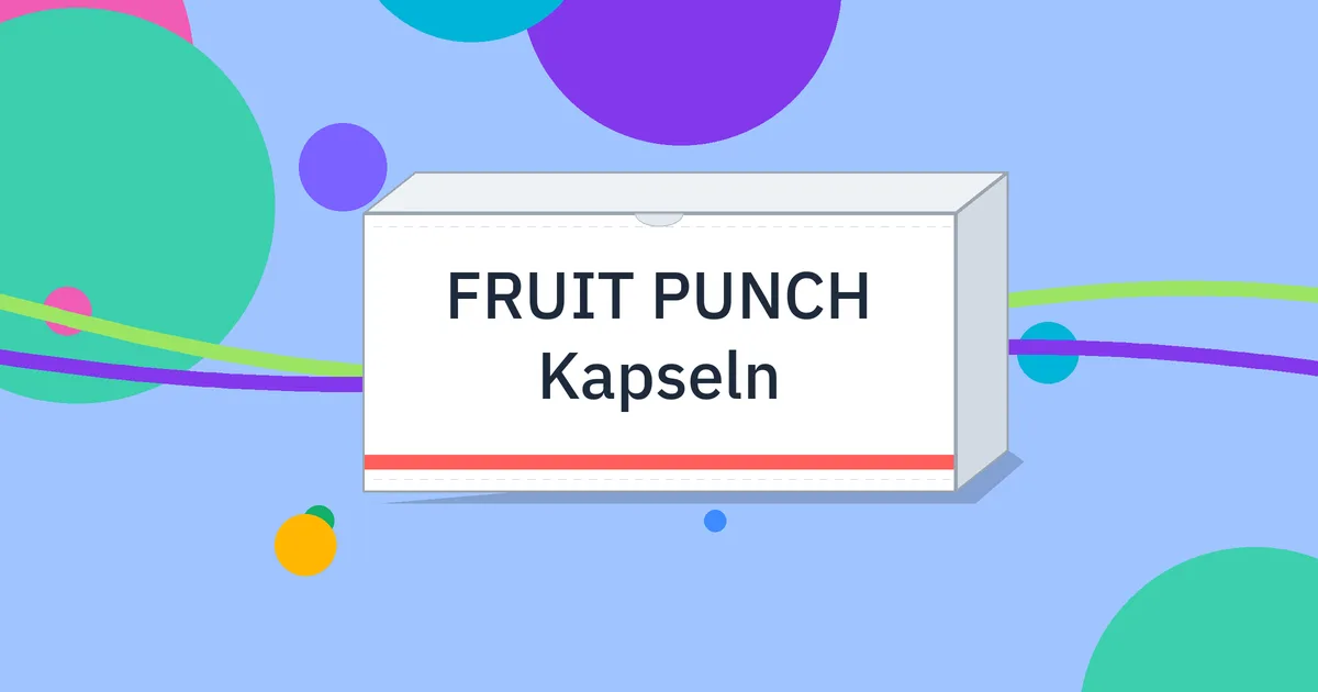 Symbolbild: Packung mit der Aufschrift FRUIT PUNCH Kapseln (PZN 06772790) – Verfügbarkeit und Bezug in Apotheken in Frankfurt am Main