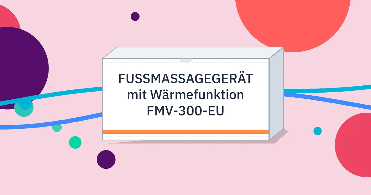 Symbolbild: Packung mit der Aufschrift FUSSMASSAGEGERÄT mit Wärmefunktion FMV-300-EU (PZN 09917734) – Verfügbarkeit und Bezug in Apotheken in Frankfurt am Main