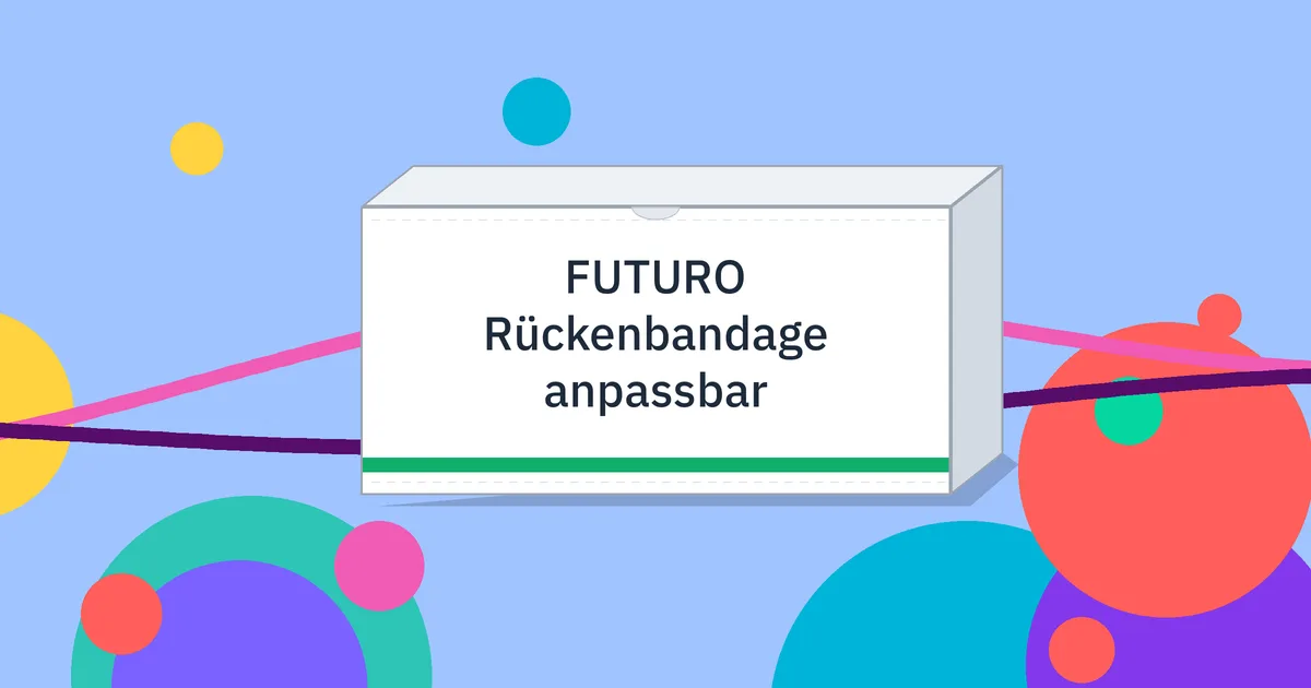 Symbolbild: Packung mit der Aufschrift FUTURO Rückenbandage anpassbar (PZN 09198883) – Verfügbarkeit und Bezug in Apotheken in Frankfurt am Main