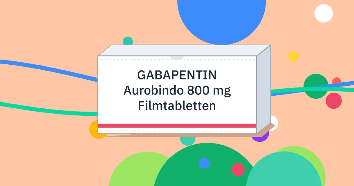 Symbolbild: Packung mit der Aufschrift GABAPENTIN Aurobindo 800 mg Filmtabletten (PZN 18821884) – Verfügbarkeit und Bezug in Apotheken in Frankfurt am Main