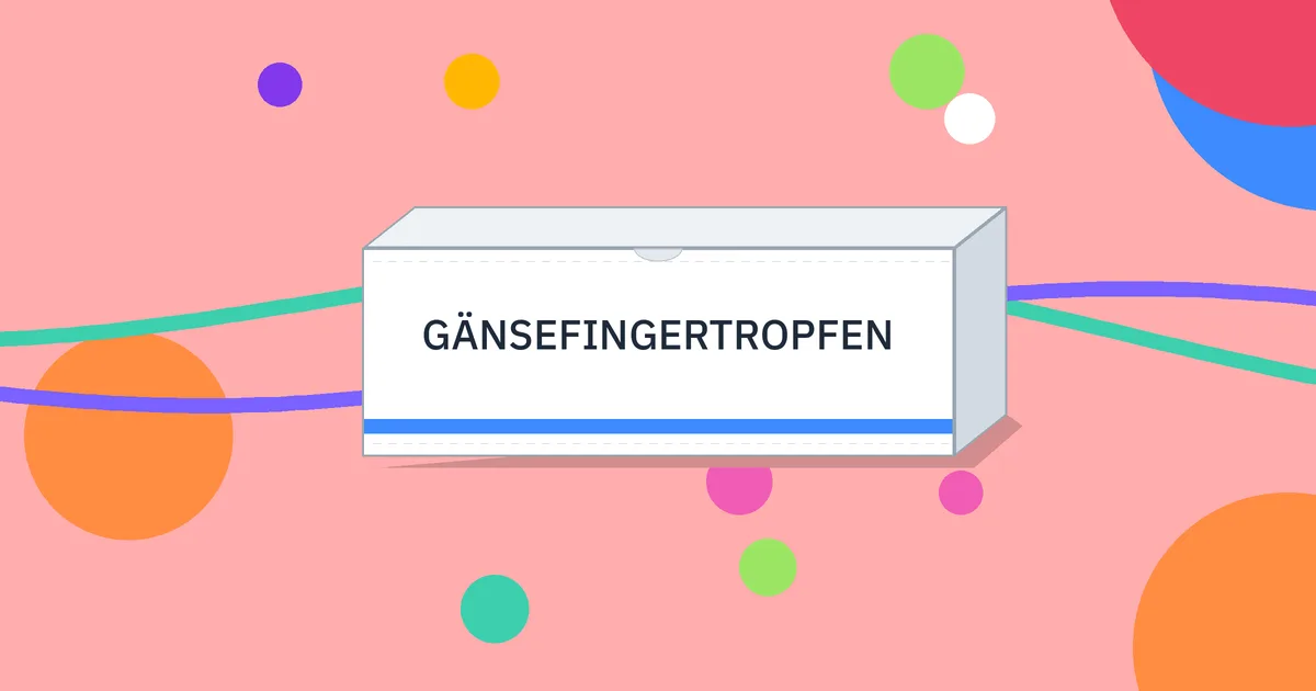 Symbolbild: Packung mit der Aufschrift GÄNSEFINGERTROPFEN (PZN 11073002) – Verfügbarkeit und Bezug in Apotheken in Frankfurt am Main