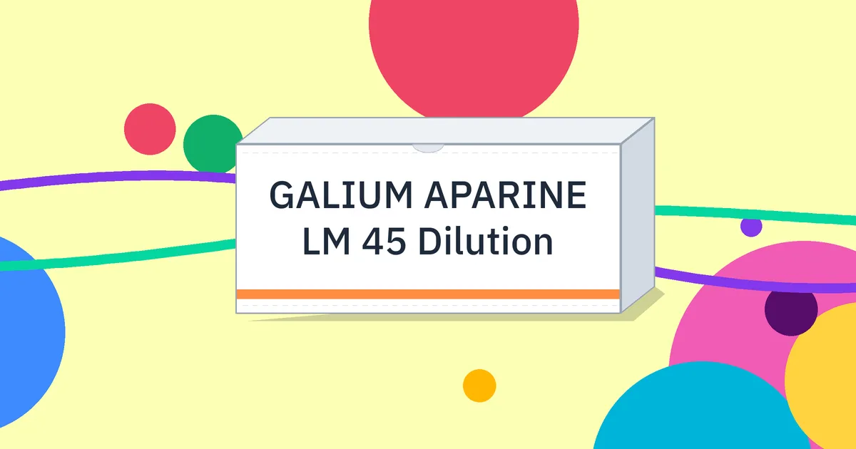 Symbolbild: Packung mit der Aufschrift GALIUM APARINE LM 45 Dilution (PZN 13497367) – Verfügbarkeit und Bezug in Apotheken in Frankfurt am Main