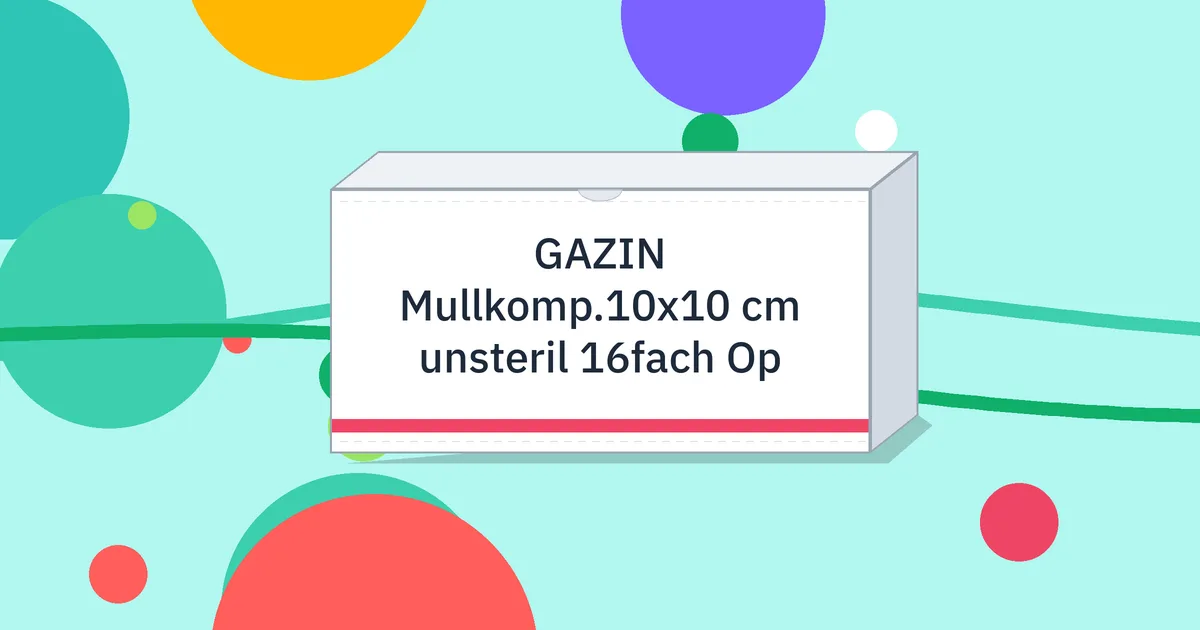 Symbolbild: Packung mit der Aufschrift GAZIN Mullkomp.10x10 cm unsteril 16fach Op (PZN 17851593) – Verfügbarkeit und Bezug in Apotheken in Frankfurt am Main