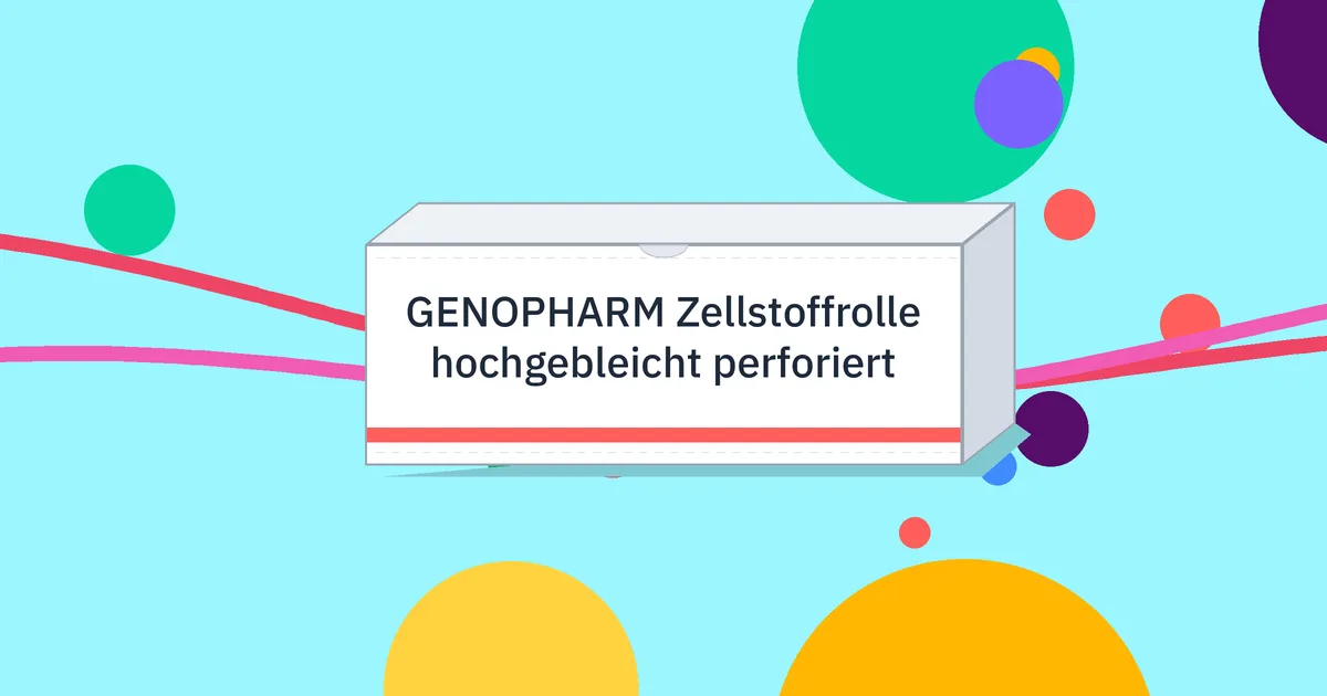 Symbolbild: Packung mit der Aufschrift GENOPHARM Zellstoffrolle hochgebleicht perforiert (PZN 11858631) – Verfügbarkeit und Bezug in Apotheken in Frankfurt am Main