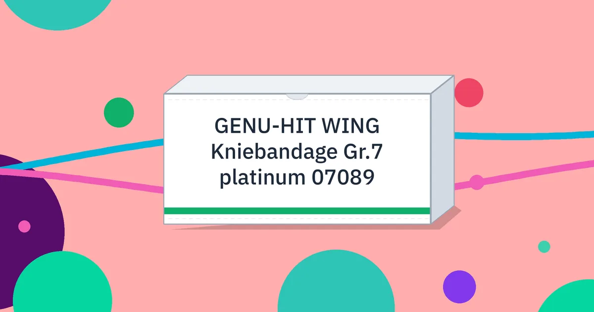 Symbolbild: Packung mit der Aufschrift GENU-HIT WING Kniebandage Gr.7 platinum 07089 (PZN 11126224) – Verfügbarkeit und Bezug in Apotheken in Frankfurt am Main