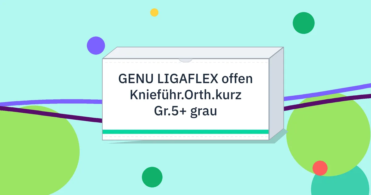 Symbolbild: Packung mit der Aufschrift GENU LIGAFLEX offen Knieführ.Orth.kurz Gr.5+ grau (PZN 14308983) – Verfügbarkeit und Bezug in Apotheken in Frankfurt am Main