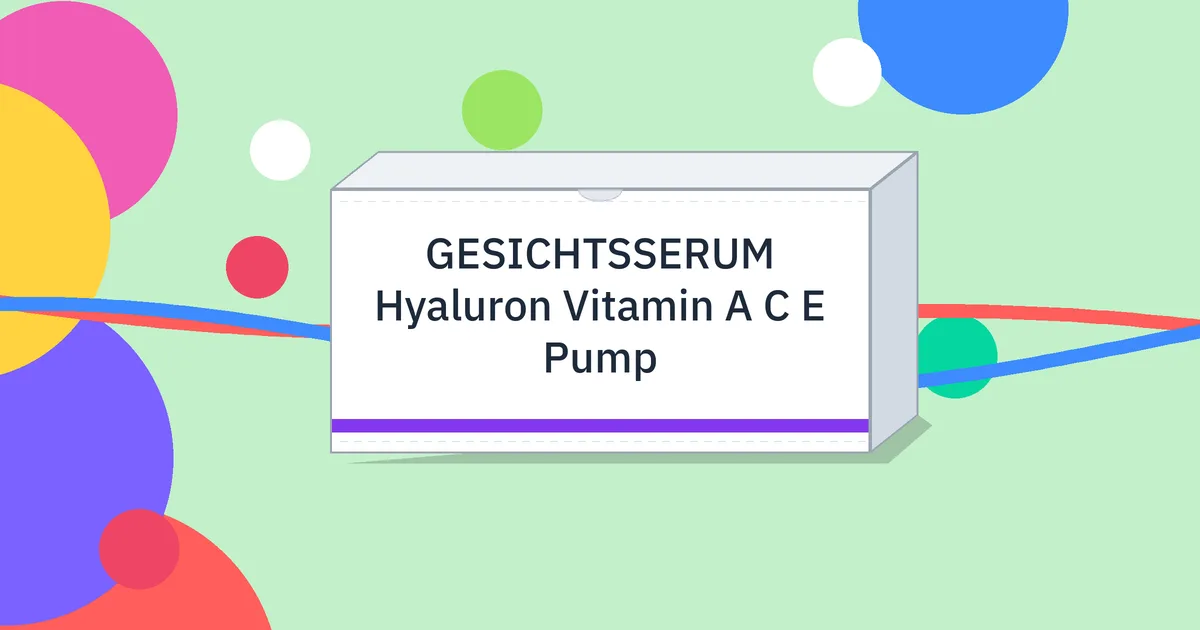 Symbolbild: Packung mit der Aufschrift GESICHTSSERUM Hyaluron Vitamin A C E Pump (PZN 20341915) – Verfügbarkeit und Bezug in Apotheken in Frankfurt am Main