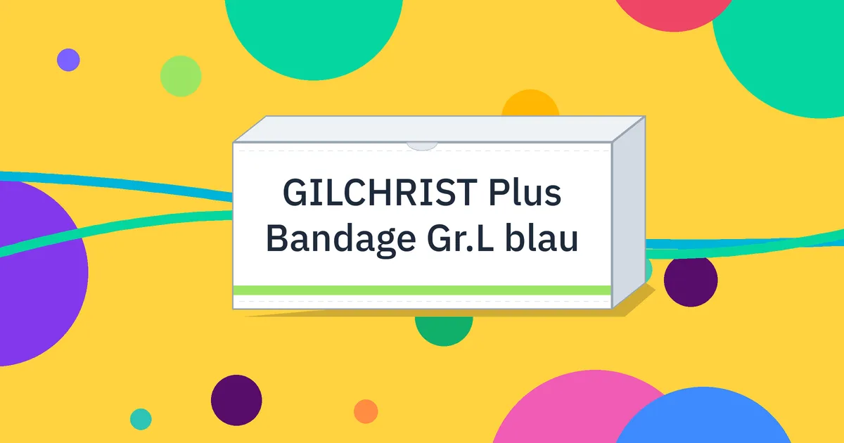 Symbolbild: Packung mit der Aufschrift GILCHRIST Plus Bandage Gr.L blau (PZN 04913157) – Verfügbarkeit und Bezug in Apotheken in Frankfurt am Main