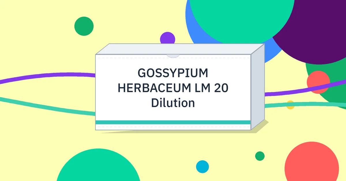 Symbolbild: Packung mit der Aufschrift GOSSYPIUM HERBACEUM LM 20 Dilution (PZN 13545681) – Verfügbarkeit und Bezug in Apotheken in Frankfurt am Main