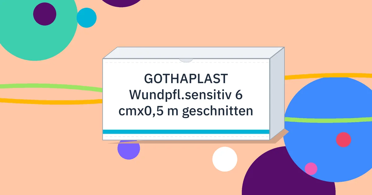 Symbolbild: Packung mit der Aufschrift GOTHAPLAST Wundpfl.sensitiv 6 cmx0,5 m geschnitten (PZN 04951181) – Verfügbarkeit und Bezug in Apotheken in Frankfurt am Main