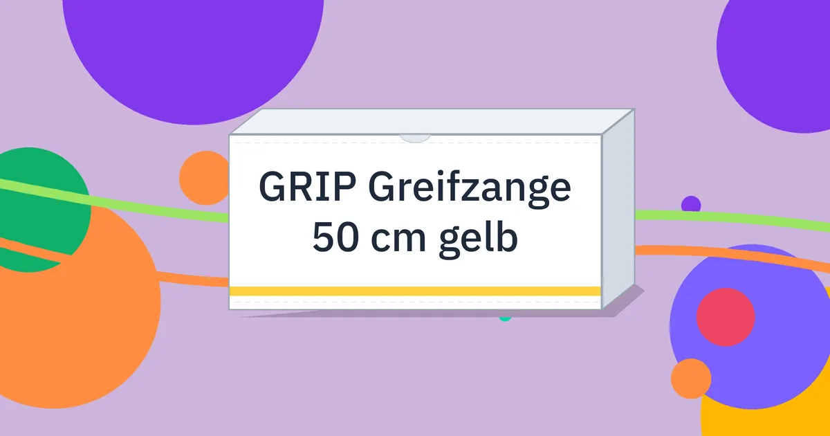 Symbolbild: Packung mit der Aufschrift GRIP Greifzange 50 cm gelb (PZN 07744933) – Verfügbarkeit und Bezug in Apotheken in Frankfurt am Main