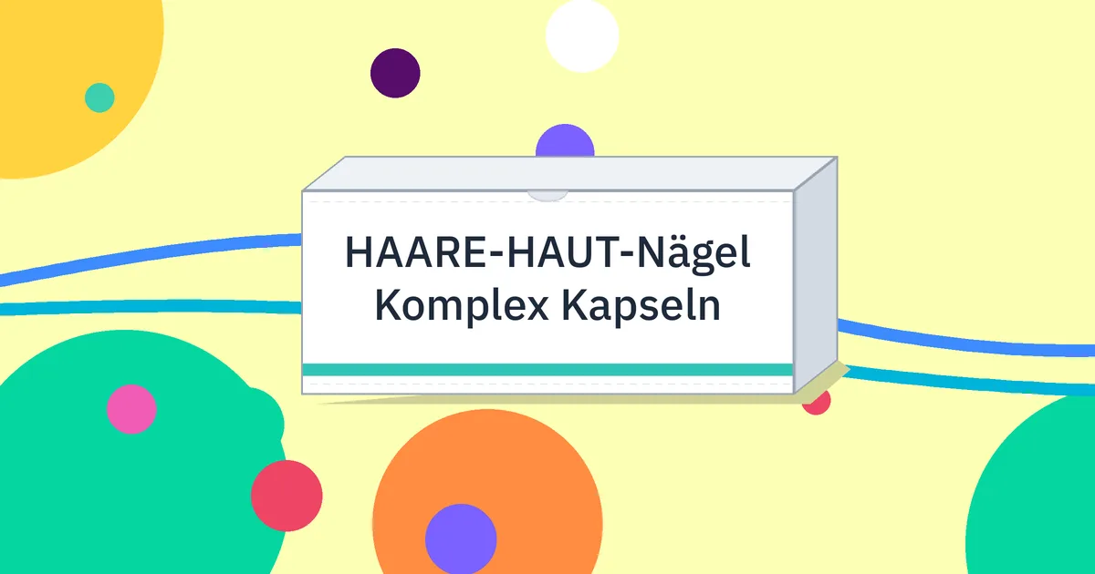 Symbolbild: Packung mit der Aufschrift HAARE-HAUT-Nägel Komplex Kapseln (PZN 17890771) – Verfügbarkeit und Bezug in Apotheken in Frankfurt am Main