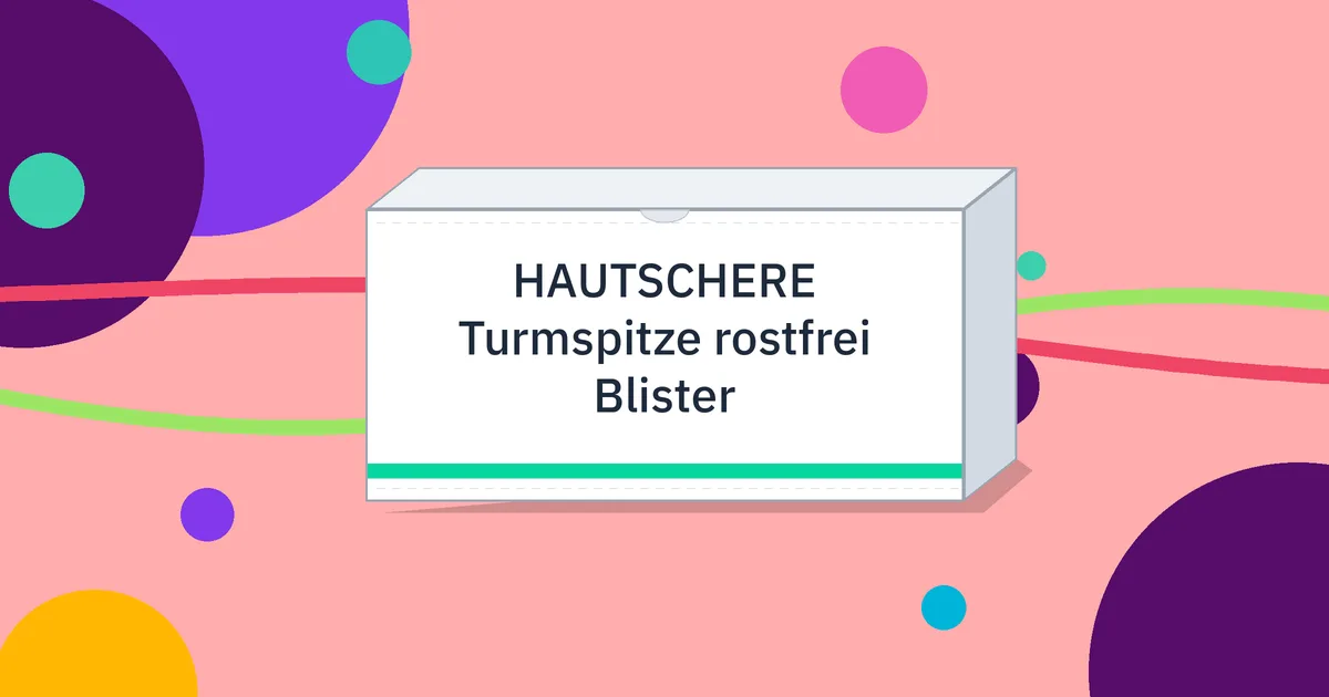 Symbolbild: Packung mit der Aufschrift HAUTSCHERE Turmspitze rostfrei Blister (PZN 01570053) – Verfügbarkeit und Bezug in Apotheken in Frankfurt am Main