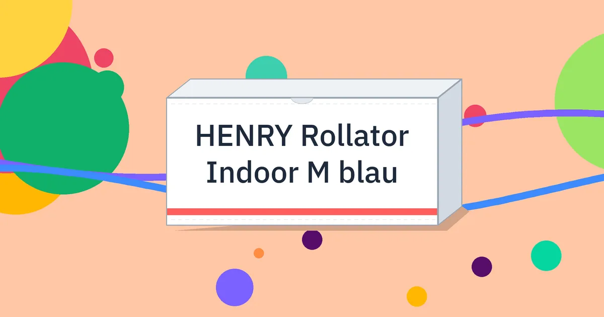 Symbolbild: Packung mit der Aufschrift HENRY Rollator Indoor M blau (PZN 20717527) – Verfügbarkeit und Bezug in Apotheken in Frankfurt am Main