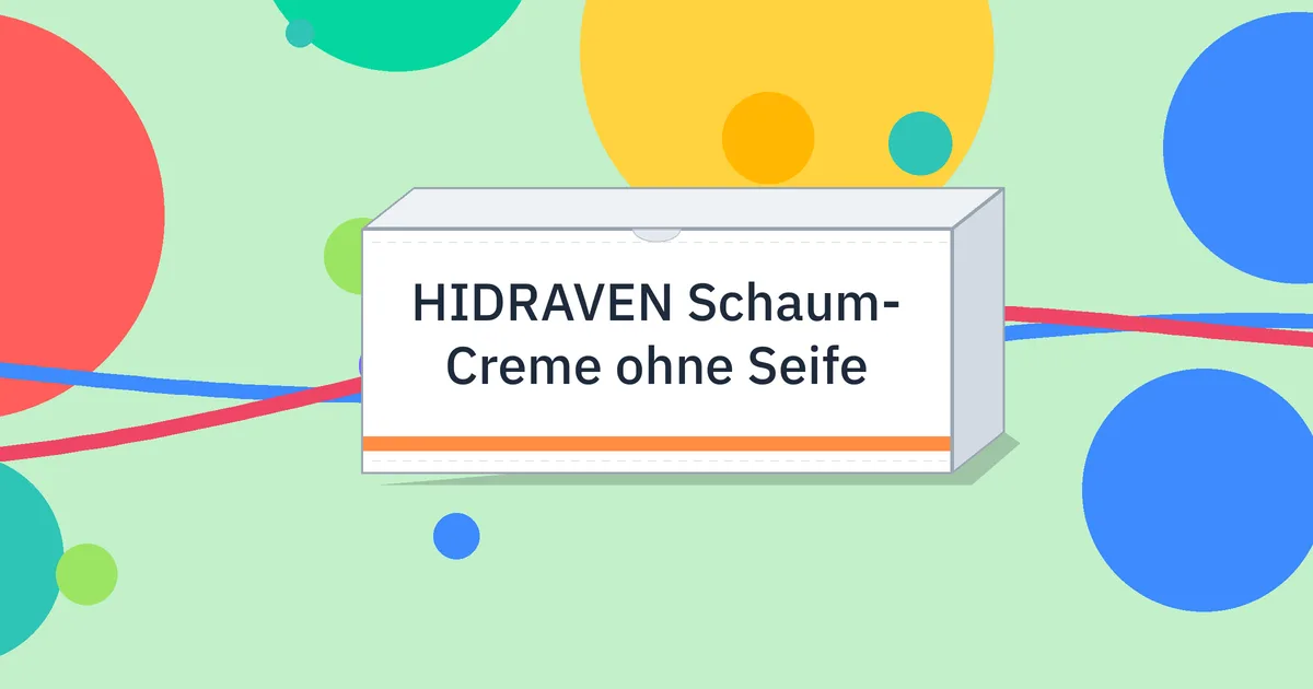 Symbolbild: Packung mit der Aufschrift HIDRAVEN Schaum-Creme ohne Seife (PZN 18098873) – Verfügbarkeit und Bezug in Apotheken in Frankfurt am Main