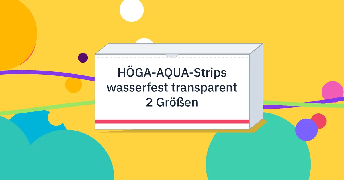 Symbolbild: Packung mit der Aufschrift HÖGA-AQUA-Strips wasserfest transparent 2 Größen (PZN 17276261) – Verfügbarkeit und Bezug in Apotheken in Frankfurt am Main