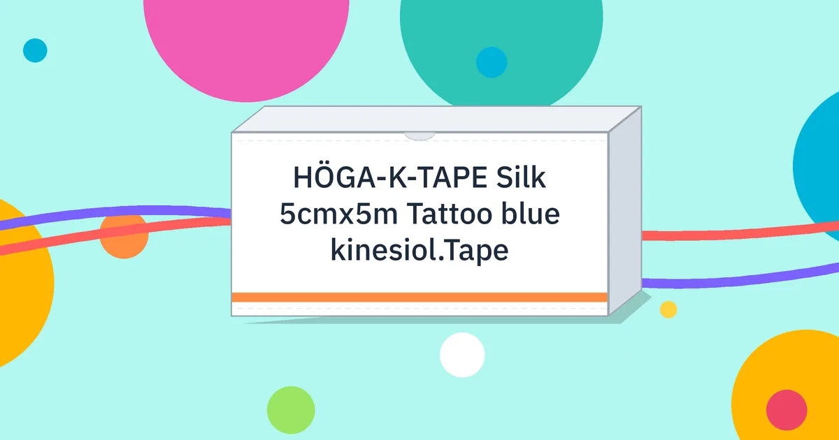 Symbolbild: Packung mit der Aufschrift HÖGA-K-TAPE Silk 5cmx5m Tattoo blue kinesiol.Tape (PZN 19169055) – Verfügbarkeit und Bezug in Apotheken in Frankfurt am Main