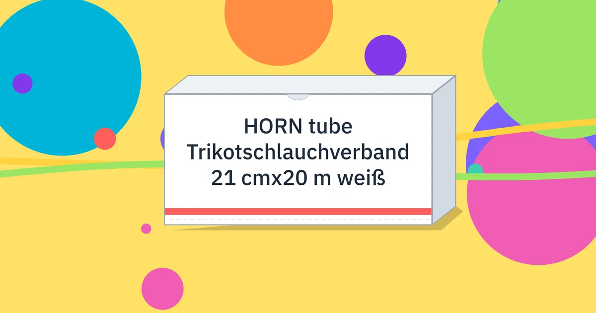 Symbolbild: Packung mit der Aufschrift HORN tube Trikotschlauchverband 21 cmx20 m weiß (PZN 04679164) – Verfügbarkeit und Bezug in Apotheken in Frankfurt am Main