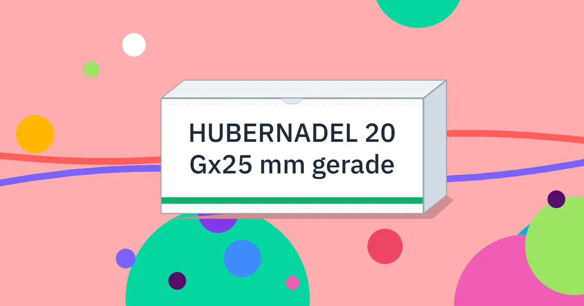 Symbolbild: Packung mit der Aufschrift HUBERNADEL 20 Gx25 mm gerade (PZN 00427661) – Verfügbarkeit und Bezug in Apotheken in Frankfurt am Main