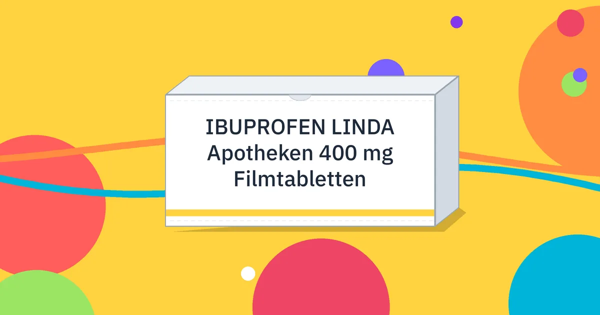 Symbolbild: Packung mit der Aufschrift IBUPROFEN LINDA Apotheken 400 mg Filmtabletten (PZN 19972421) – Verfügbarkeit und Bezug in Apotheken in Frankfurt am Main