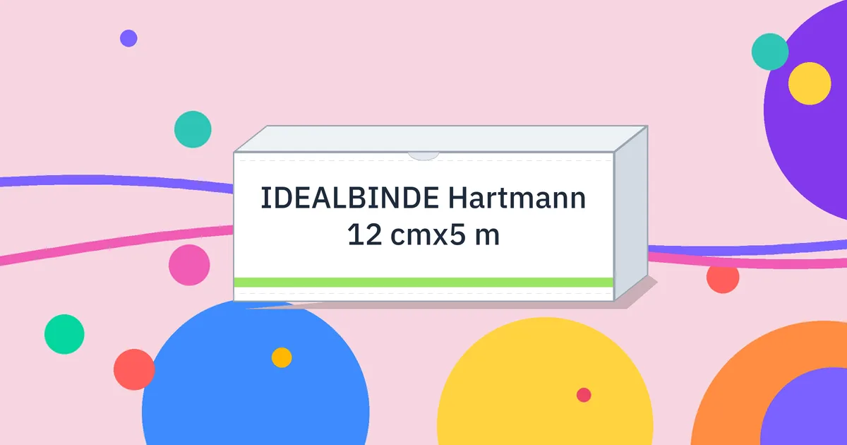 Symbolbild: Packung mit der Aufschrift IDEALBINDE Hartmann 12 cmx5 m (PZN 19063747) – Verfügbarkeit und Bezug in Apotheken in Frankfurt am Main
