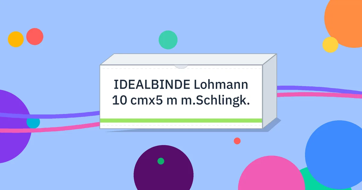 Symbolbild: Packung mit der Aufschrift IDEALBINDE Lohmann 10 cmx5 m m.Schlingk. (PZN 01913961) – Verfügbarkeit und Bezug in Apotheken in Frankfurt am Main