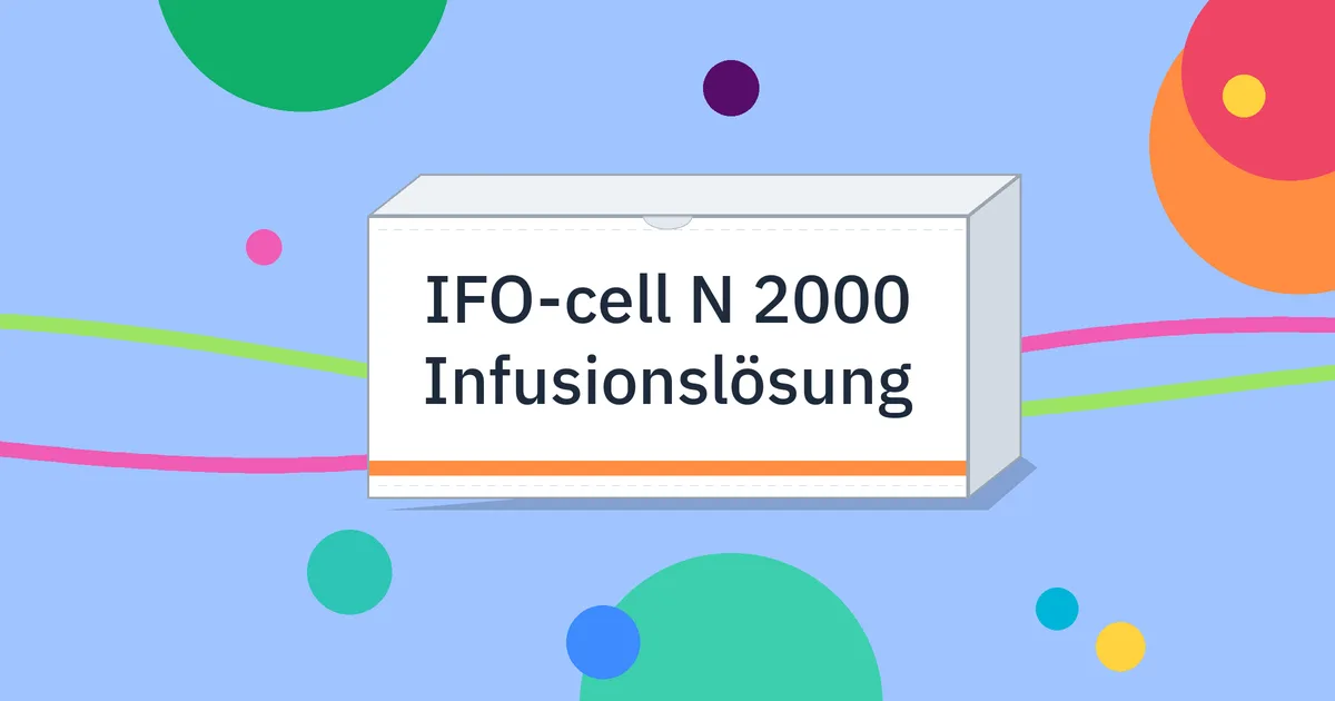 Symbolbild: Packung mit der Aufschrift IFO-cell N 2000 Infusionslösung (PZN 00834716) – Verfügbarkeit und Bezug in Apotheken in Frankfurt am Main