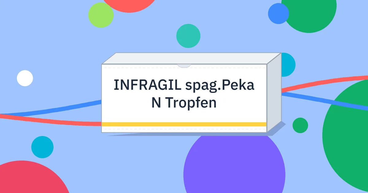 Symbolbild: Packung mit der Aufschrift INFRAGIL spag.Peka N Tropfen (PZN 06052676) – Verfügbarkeit und Bezug in Apotheken in Frankfurt am Main