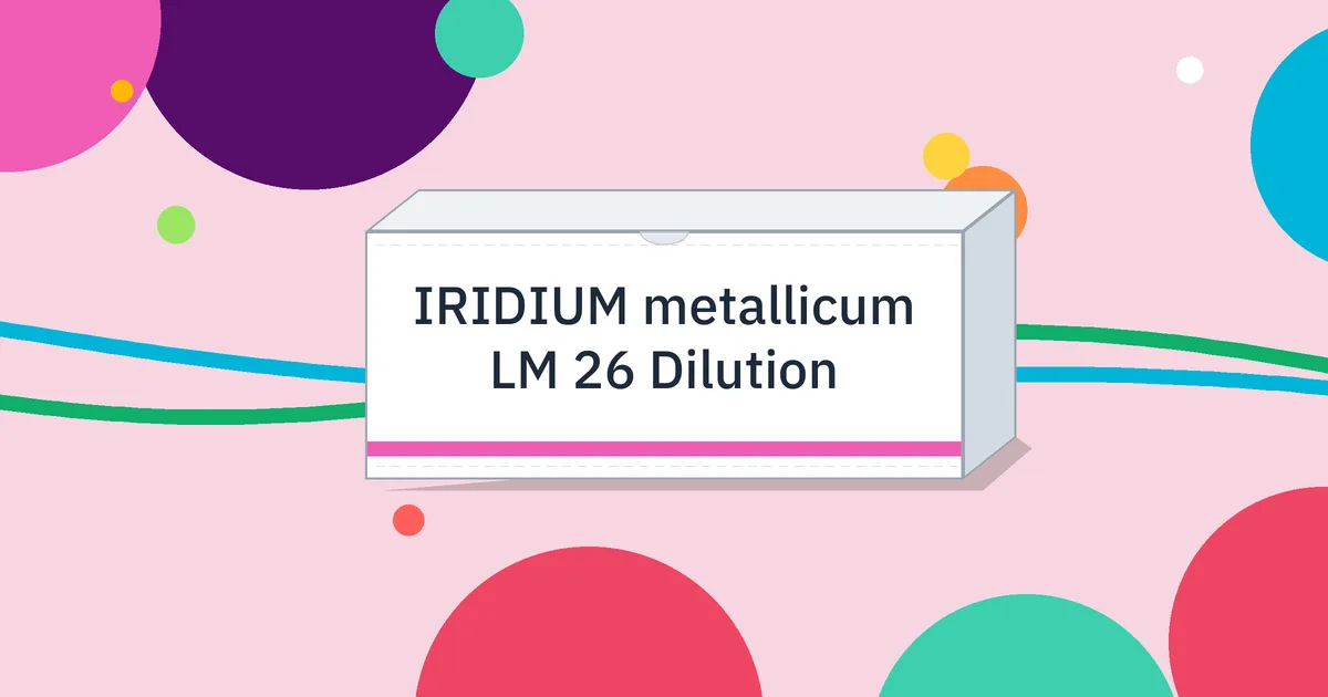 Symbolbild: Packung mit der Aufschrift IRIDIUM metallicum LM 26 Dilution (PZN 12913622) – Verfügbarkeit und Bezug in Apotheken in Frankfurt am Main