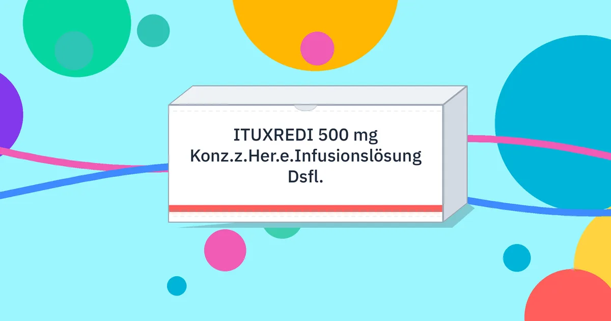 Symbolbild: Packung mit der Aufschrift ITUXREDI 500 mg Konz.z.Her.e.Infusionslösung Dsfl. (PZN 19074515) – Verfügbarkeit und Bezug in Apotheken in Frankfurt am Main