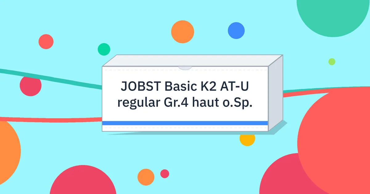 Symbolbild: Packung mit der Aufschrift JOBST Basic K2 AT-U regular Gr.4 haut o.Sp. (PZN 13060819) – Verfügbarkeit und Bezug in Apotheken in Frankfurt am Main