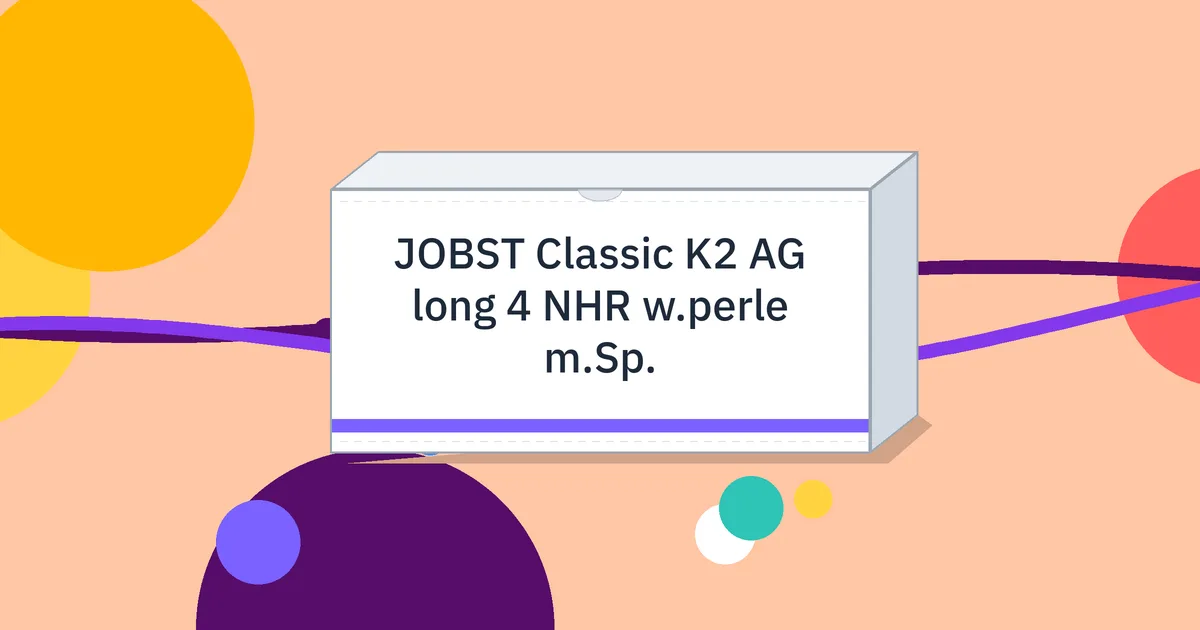 Symbolbild: Packung mit der Aufschrift JOBST Classic K2 AG long 4 NHR w.perle m.Sp. (PZN 10727022) – Verfügbarkeit und Bezug in Apotheken in Frankfurt am Main