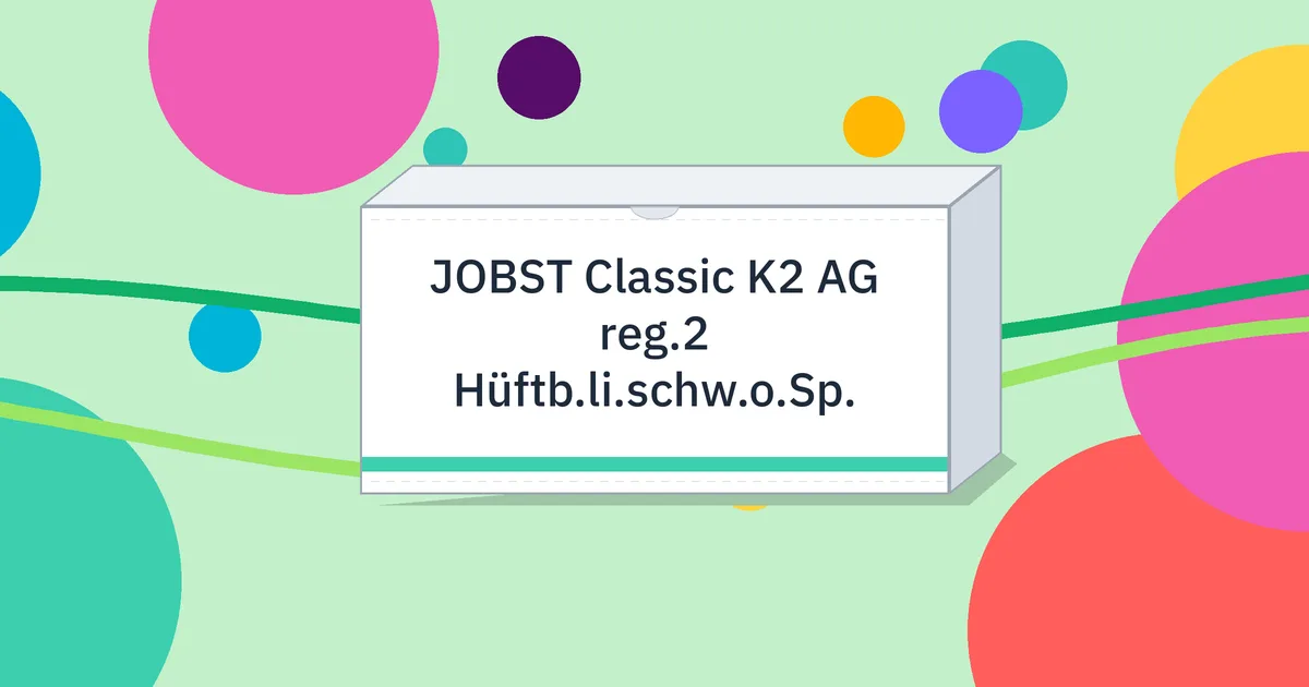 Symbolbild: Packung mit der Aufschrift JOBST Classic K2 AG reg.2 Hüftb.li.schw.o.Sp. (PZN 13066242) – Verfügbarkeit und Bezug in Apotheken in Frankfurt am Main