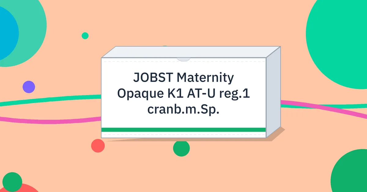 Symbolbild: Packung mit der Aufschrift JOBST Maternity Opaque K1 AT-U reg.1 cranb.m.Sp. (PZN 15857485) – Verfügbarkeit und Bezug in Apotheken in Frankfurt am Main