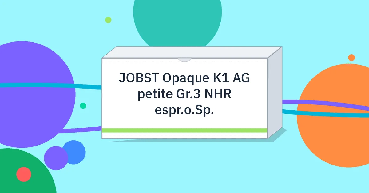 Symbolbild: Packung mit der Aufschrift JOBST Opaque K1 AG petite Gr.3 NHR espr.o.Sp. (PZN 16270552) – Verfügbarkeit und Bezug in Apotheken in Frankfurt am Main
