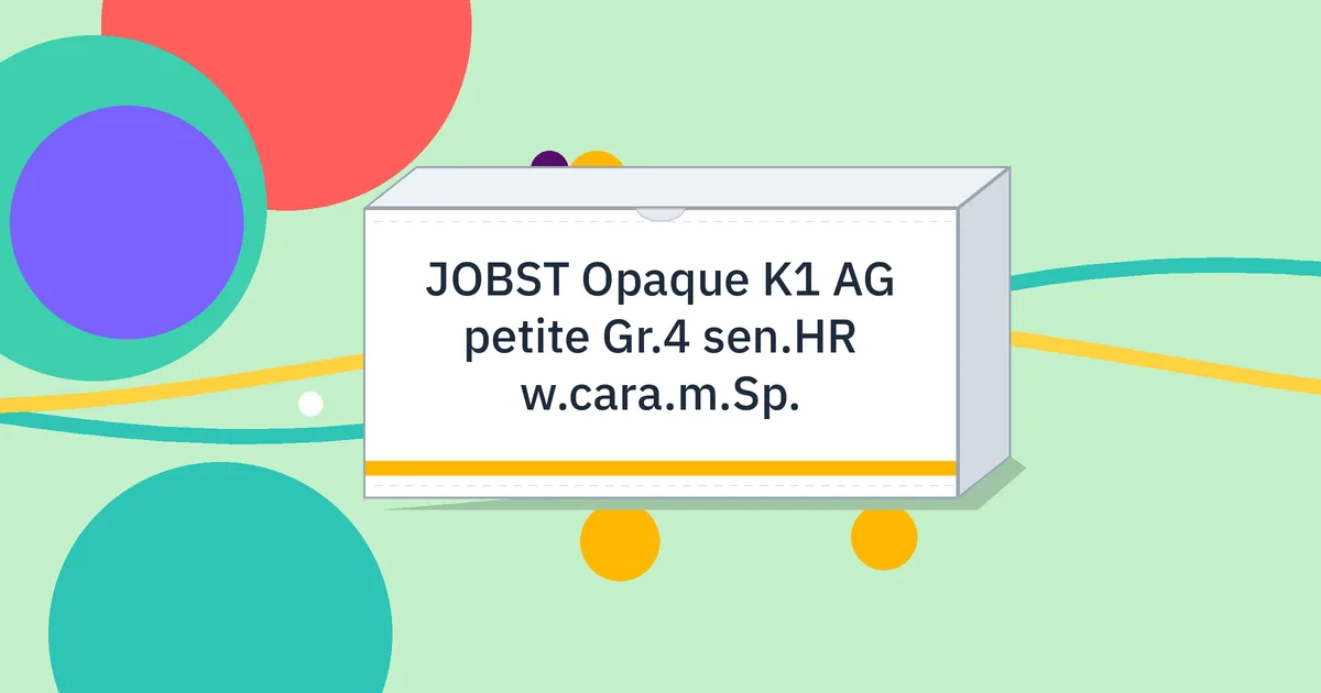 Symbolbild: Packung mit der Aufschrift JOBST Opaque K1 AG petite Gr.4 sen.HR w.cara.m.Sp. (PZN 13085943) – Verfügbarkeit und Bezug in Apotheken in Frankfurt am Main