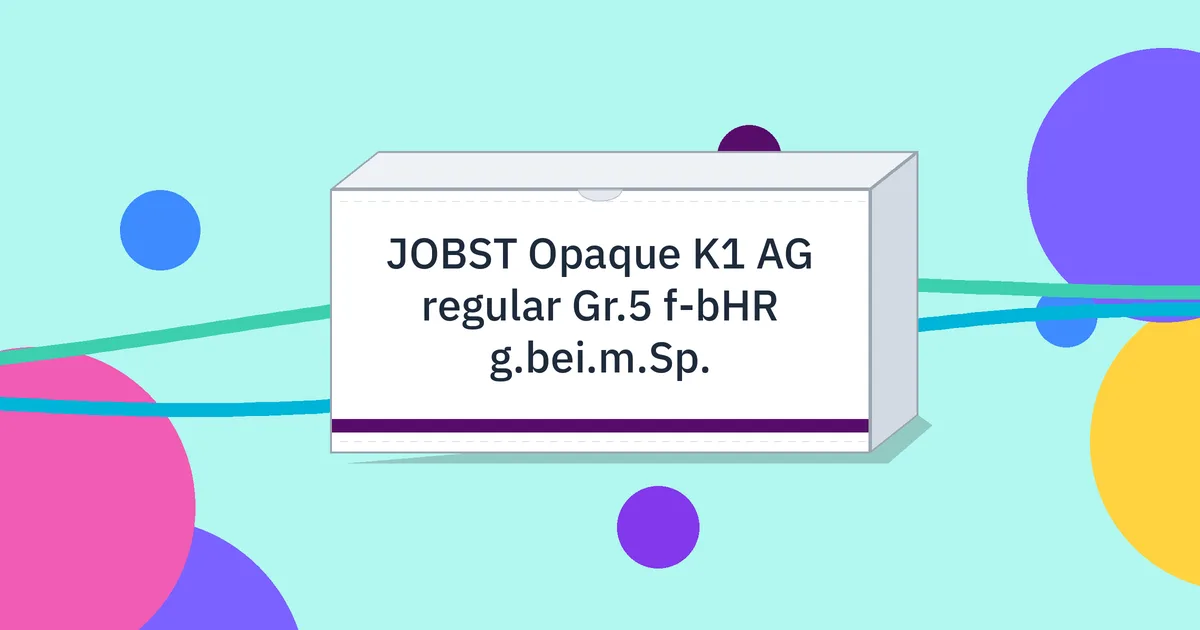 Symbolbild: Packung mit der Aufschrift JOBST Opaque K1 AG regular Gr.5 f-bHR g.bei.m.Sp. (PZN 16265195) – Verfügbarkeit und Bezug in Apotheken in Frankfurt am Main