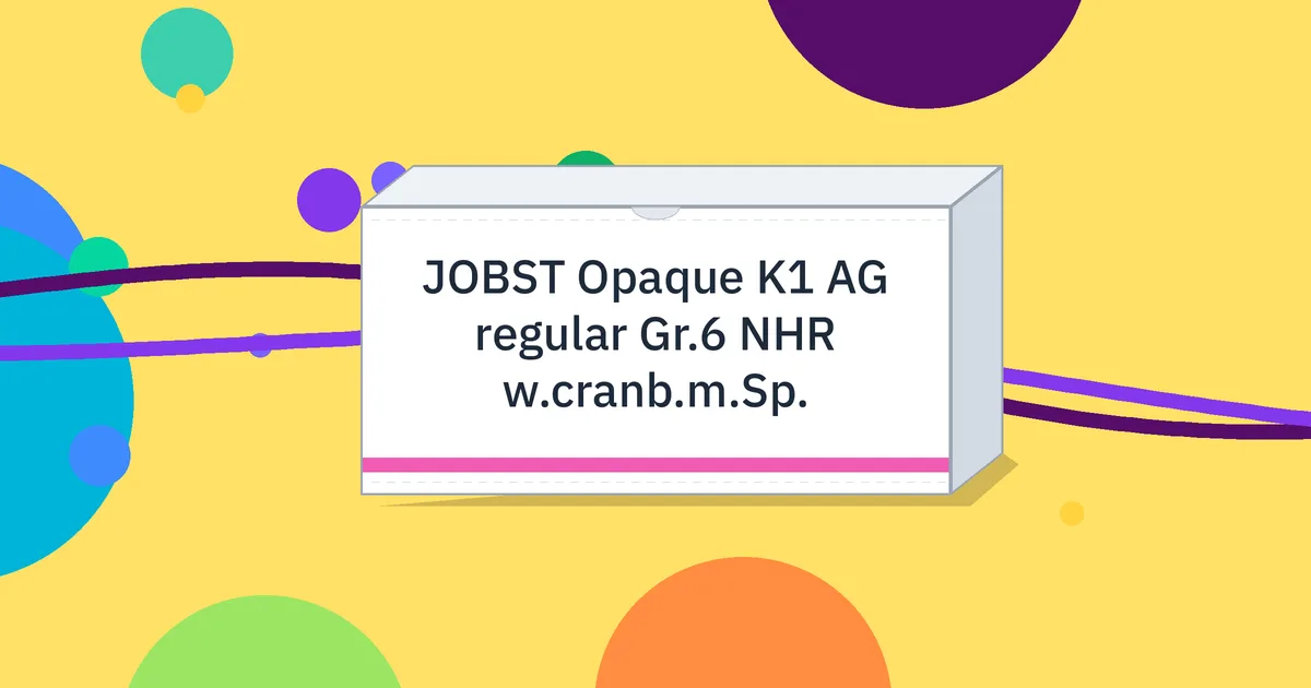 Symbolbild: Packung mit der Aufschrift JOBST Opaque K1 AG regular Gr.6 NHR w.cranb.m.Sp. (PZN 13091961) – Verfügbarkeit und Bezug in Apotheken in Frankfurt am Main