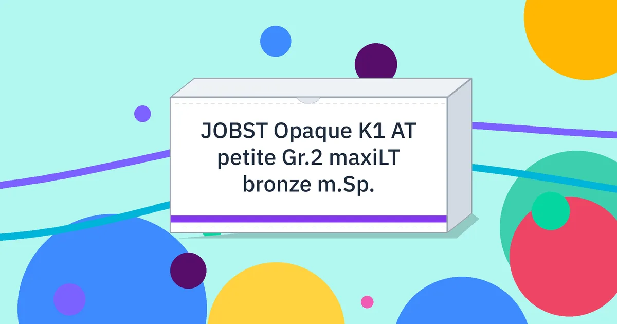 Symbolbild: Packung mit der Aufschrift JOBST Opaque K1 AT petite Gr.2 maxiLT bronze m.Sp. (PZN 13102529) – Verfügbarkeit und Bezug in Apotheken in Frankfurt am Main
