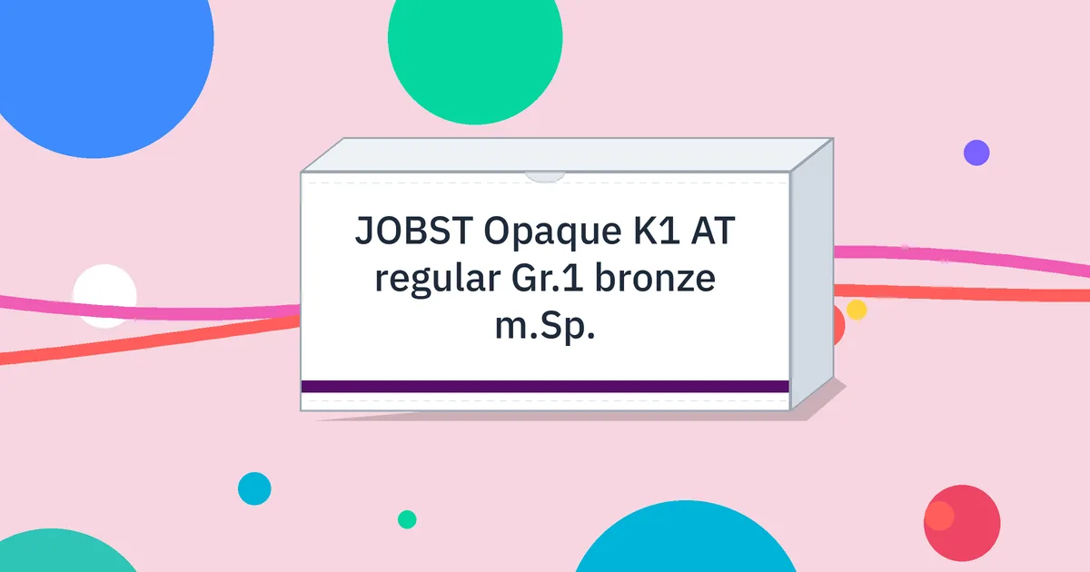 Symbolbild: Packung mit der Aufschrift JOBST Opaque K1 AT regular Gr.1 bronze m.Sp. (PZN 13106728) – Verfügbarkeit und Bezug in Apotheken in Frankfurt am Main