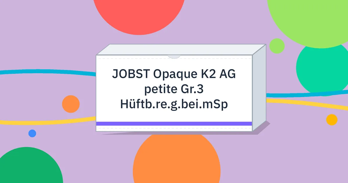 Symbolbild: Packung mit der Aufschrift JOBST Opaque K2 AG petite Gr.3 Hüftb.re.g.bei.mSp (PZN 16288026) – Verfügbarkeit und Bezug in Apotheken in Frankfurt am Main