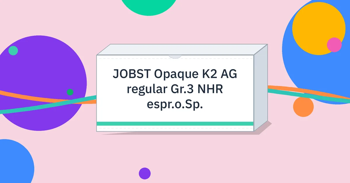 Symbolbild: Packung mit der Aufschrift JOBST Opaque K2 AG regular Gr.3 NHR espr.o.Sp. (PZN 16281857) – Verfügbarkeit und Bezug in Apotheken in Frankfurt am Main