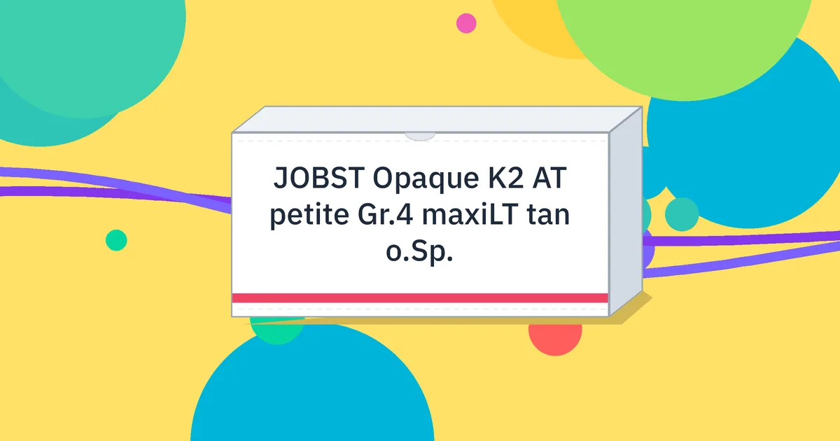 Symbolbild: Packung mit der Aufschrift JOBST Opaque K2 AT petite Gr.4 maxiLT tan o.Sp. (PZN 16291258) – Verfügbarkeit und Bezug in Apotheken in Frankfurt am Main